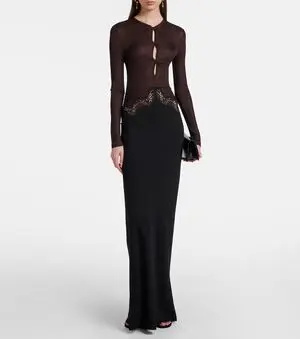 Christopher Esber Cutout Lace-trimmed Gown - Black
