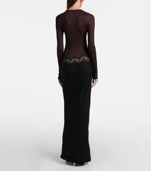 Christopher Esber Cutout Lace-trimmed Gown - Black