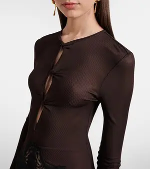 Christopher Esber Cutout Lace-trimmed Gown - Black
