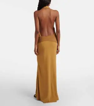 Christopher Esber Suede-trimmed Jersey Gown