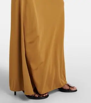Christopher Esber Suede-trimmed Jersey Gown