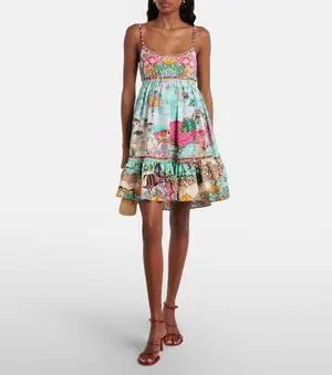 Camilla Gathered Printed Mini Dress