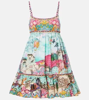 Camilla Gathered Printed Mini Dress - Multicoloured