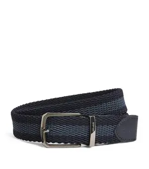 Paul & Shark Cotton-leather Woven Reversible Belt - Navy