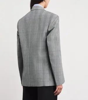Victoria Beckham Virgin Wool Check Double-breasted Blazer