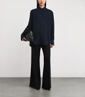 Victoria Beckham Topstitched Pyjama-collar Shirt - Navy