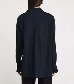 Victoria Beckham Topstitched Pyjama-collar Shirt - Navy