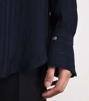 Victoria Beckham Topstitched Pyjama-collar Shirt - Navy