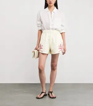 Camilla And Marc Linen-blend Embroidered Eviva Shorts