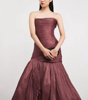 MARMAR HALIM Pleated Claudia Fishtail Gown
