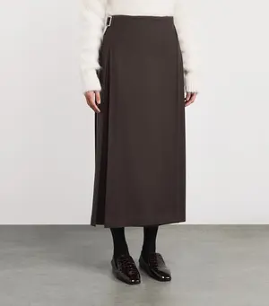 Johnstons Of Elgin X Le Kilt Wool-cashmere Midi Skirt