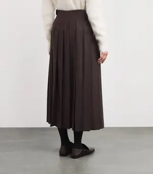 Johnstons Of Elgin X Le Kilt Wool-cashmere Midi Skirt