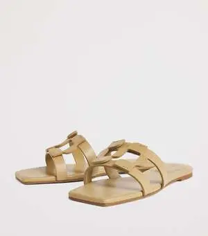 Simkhai Leather Monogram Slides - Beige