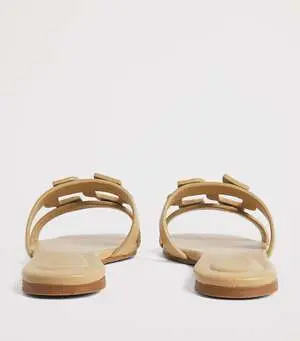 Simkhai Leather Monogram Slides - Beige