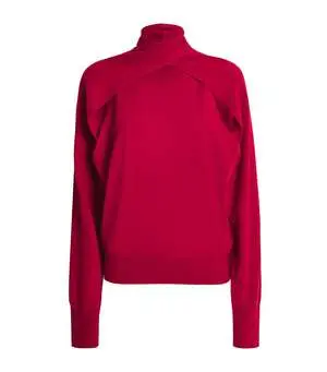 AERON Wool-cashmere Wrap Sweater - Red