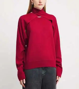 AERON Wool-cashmere Wrap Sweater - Red