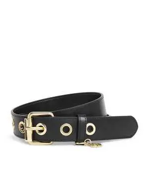 Maje Leather Belt With Chain Detail - Black