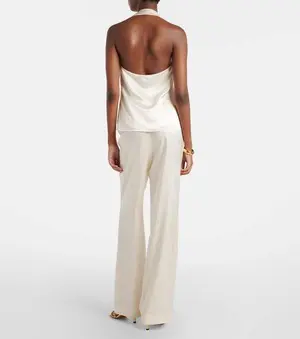 Rebecca Vallance Elise Silk Satin Flared Pants