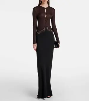 Christopher Esber Cutout Lace-trimmed Jersey Gown - Black
