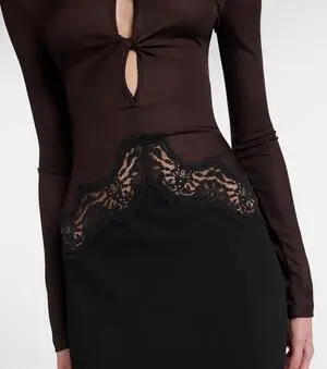 Christopher Esber Cutout Lace-trimmed Jersey Gown - Black