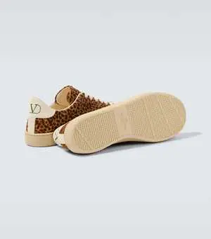 Valentino Garavani Royco Leopard-print Calf Hair Lace-up Sneakers - Brown