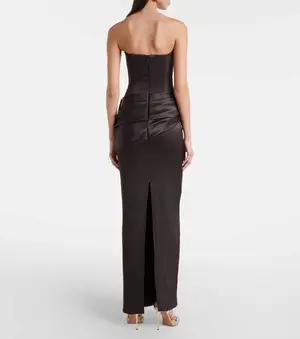 Alex Perry Draped Satin Crepe Bustier Gown