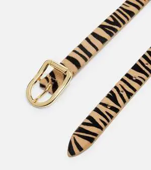 DEHANCHE Mija Zebra-print Calf Hair Belt - Beige