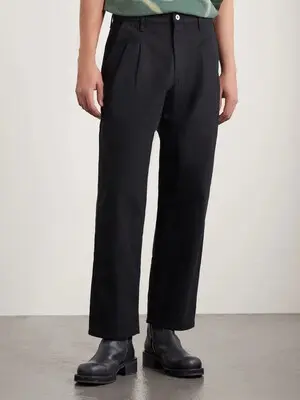 NEIGHBORHOOD Cropped Wide-leg Cotton-twill Trousers - Black
