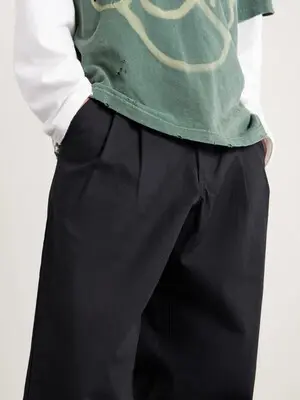 NEIGHBORHOOD Cropped Wide-leg Cotton-twill Trousers - Black