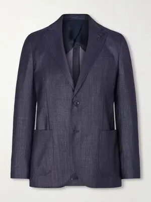 LARDINI Wool-blend Twill Suit Jacket - Blue