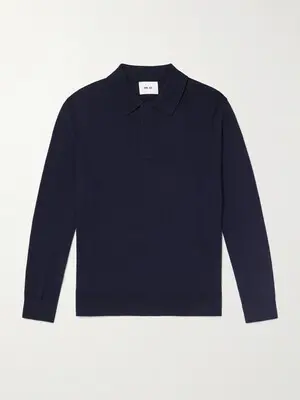 Nn07 Emerson 6605 Wool Polo Shirt - Blue