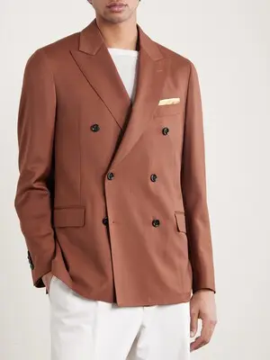 LARDINI Iconic Double-breasted Virgin Wool Suit Jacket