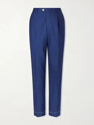 Brunello Cucinelli Straight-leg Pleated Virgin Wool Suit Trousers - Blue