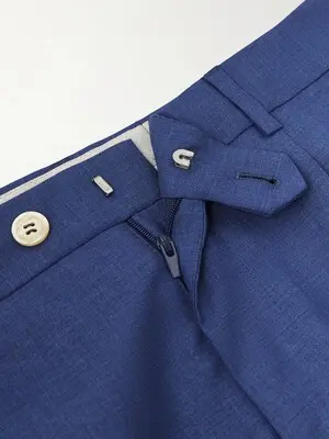 Brunello Cucinelli Straight-leg Pleated Virgin Wool Suit Trousers - Blue
