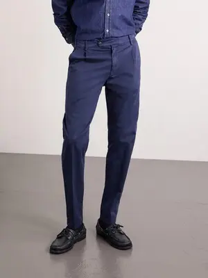 Eleventy Slim-fit Cotton-blend Twill Chinos - Blue