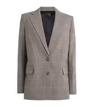 Maje Wool-blend Checked Blazer - Black