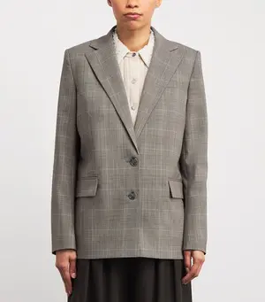 Maje Wool-blend Checked Blazer - Black