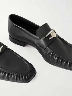 CHRISTIAN LOUBOUTIN Mocallista Embellished Leather Loafers - Black