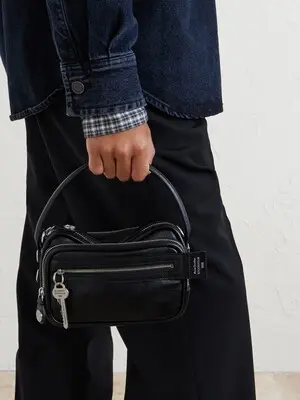 Acne Studios Textured-leather Messenger Bag With Embellishments - Black