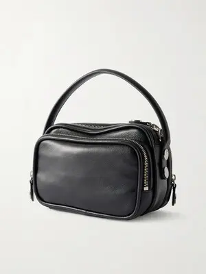 Acne Studios Textured-leather Messenger Bag With Embellishments - Black