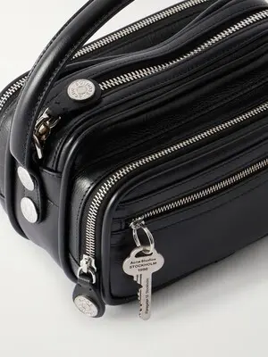 Acne Studios Textured-leather Messenger Bag With Embellishments - Black