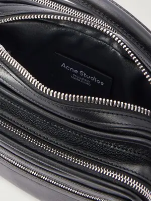 Acne Studios Textured-leather Messenger Bag With Embellishments - Black