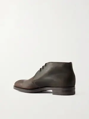 EDWARD GREEN Lanark Waxed-suede Desert Boots - Brown