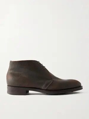 EDWARD GREEN Lanark Waxed-suede Desert Boots