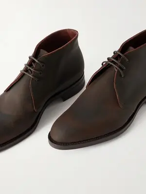 EDWARD GREEN Lanark Waxed-suede Desert Boots