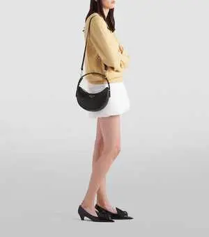 Prada Leather Arqué Shoulder Bag - Black