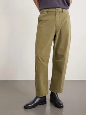 NILI LOTAN Carpenter Straight-leg Cropped Trousers - Green