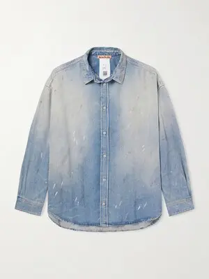 Acne Studios Paint-splattered Distressed Denim Shirt
