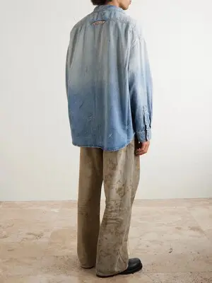 Acne Studios Paint-splattered Distressed Denim Shirt