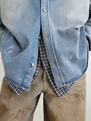 Acne Studios Paint-splattered Distressed Denim Shirt